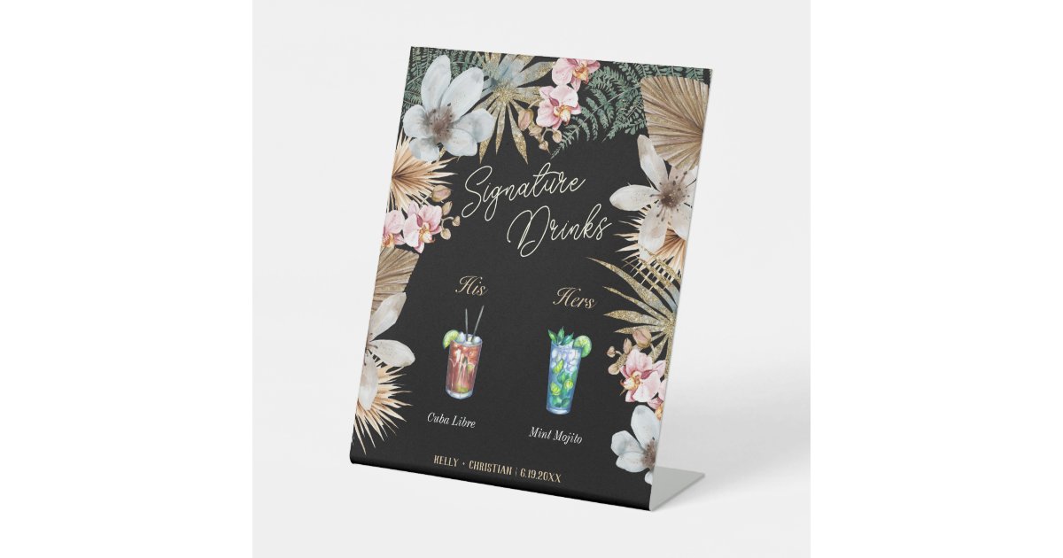 Havana Nights Cuban Signature Drinks Pedestal Sign | Zazzle