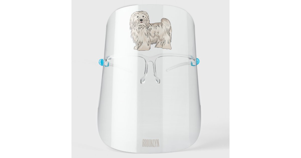 Havanese dog cartoon illustration face shield | Zazzle