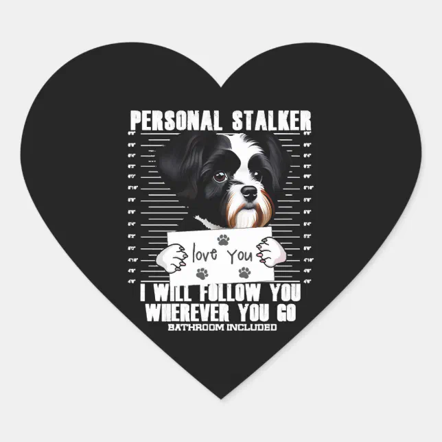 Havanese Dog Funny Stalker Cartoon Heart Sticker | Zazzle