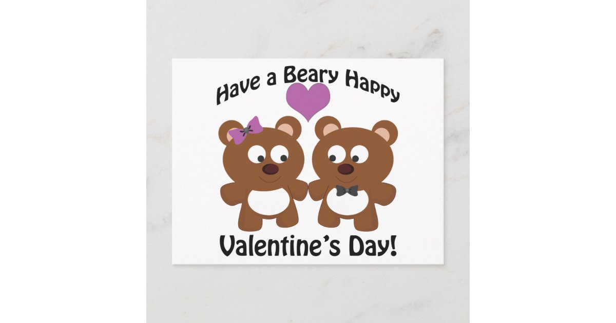 Have a Beary Happy Valentine's Day! Holiday Postcard | Zazzle