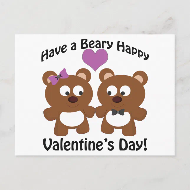 Have a Beary Happy Valentine's Day! Holiday Postcard | Zazzle