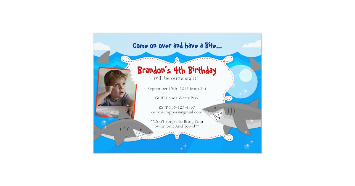 HAVE A BITE - Shark Themed Birthday Invitations | Zazzle.com