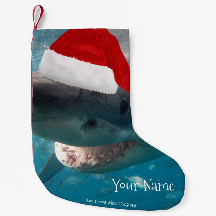 Have a Great White Christmas Shark Santa Hat Funny Small Christmas ...