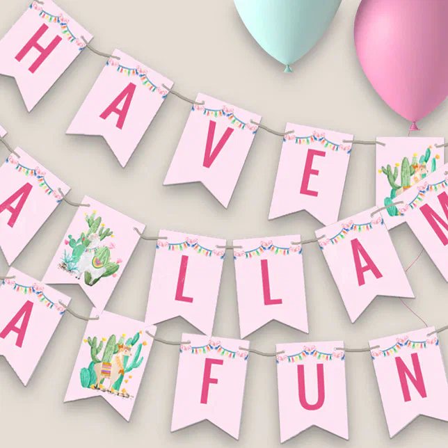 Have a Llama Fun - Pink Llama Party Bunting Flags | Zazzle