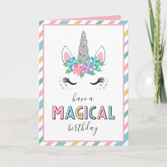 Have A Magical Birthday Pretty Unicorn Card | Zazzle.com