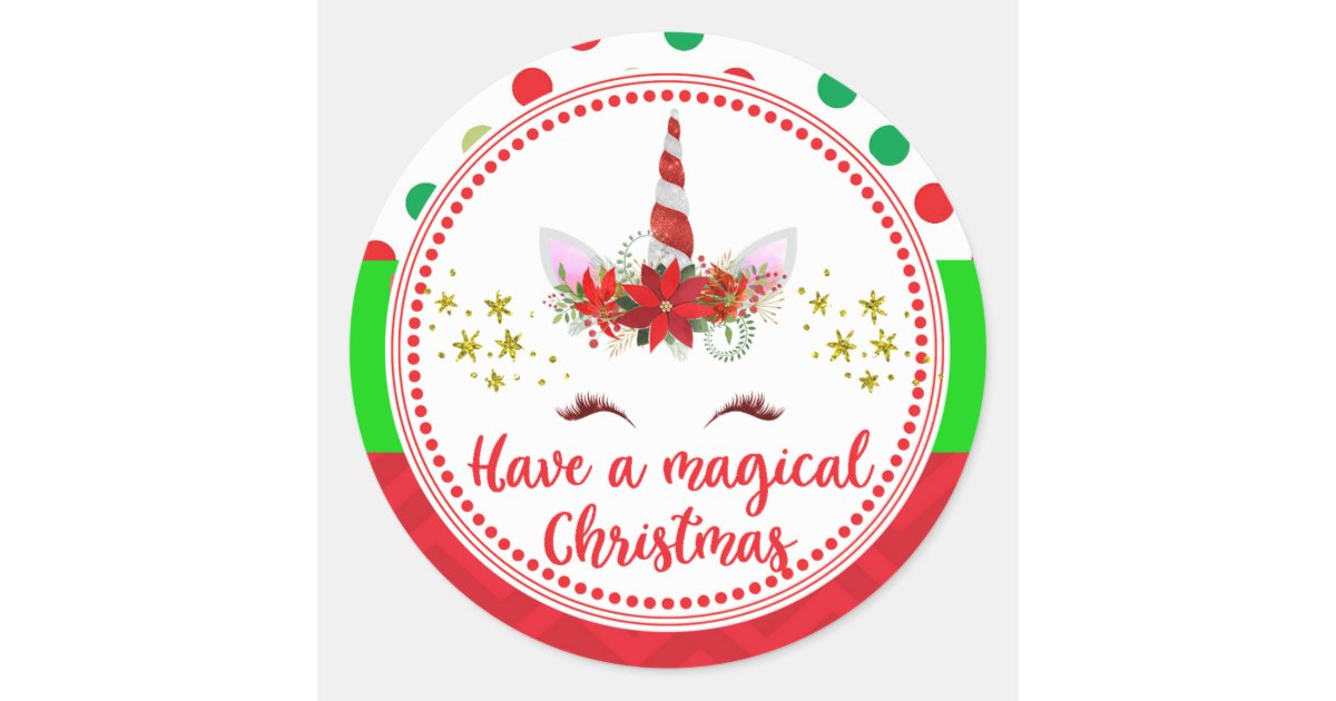 Have a Magical Christmas Holiday Card Circle Classic Round Sticker | Zazzle