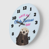 Have an Otterly Awesome Day Cute Otter Photo Large Clock | Zazzle
