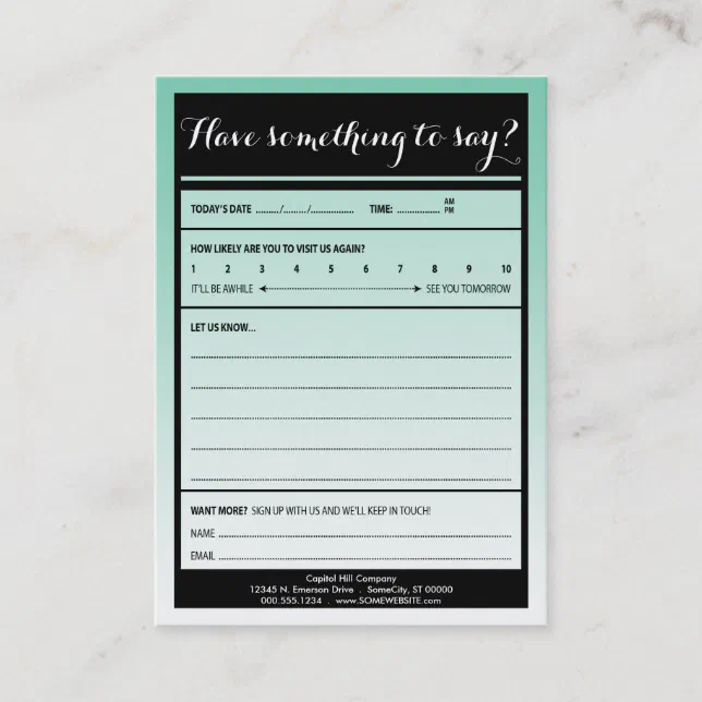 have something to say comment card with logo | Zazzle