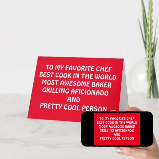 HAVE THE "BEST BIRTHDAY EVER" MY FAV CHEF CARD | Zazzle
