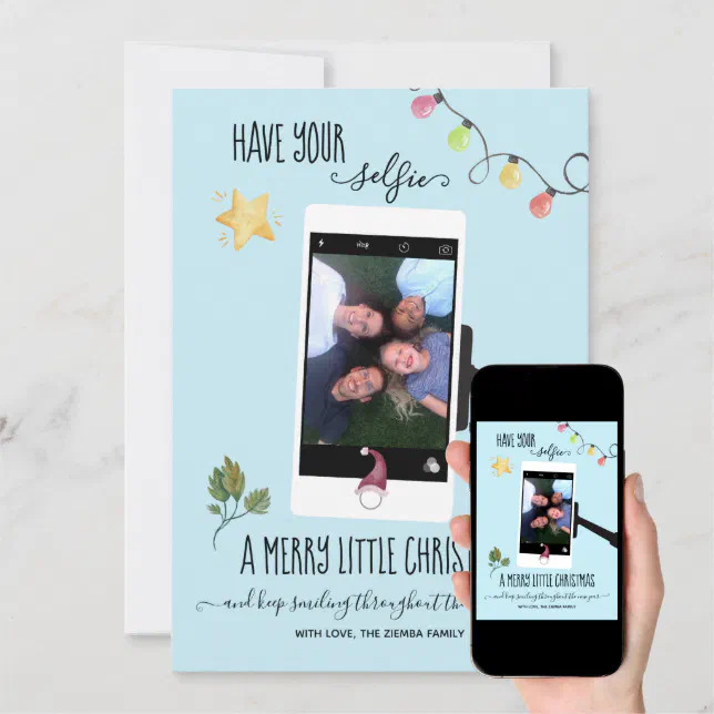 Have Your Selfie a Merry Little Christmas Photo Holiday Card | Zazzle