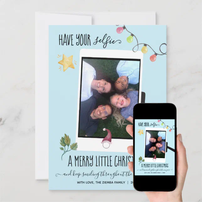 Have Your Selfie a Merry Little Christmas Photo Holiday Card | Zazzle