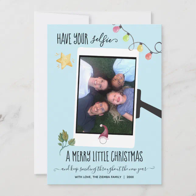 Have Your Selfie a Merry Little Christmas Photo Holiday Card | Zazzle