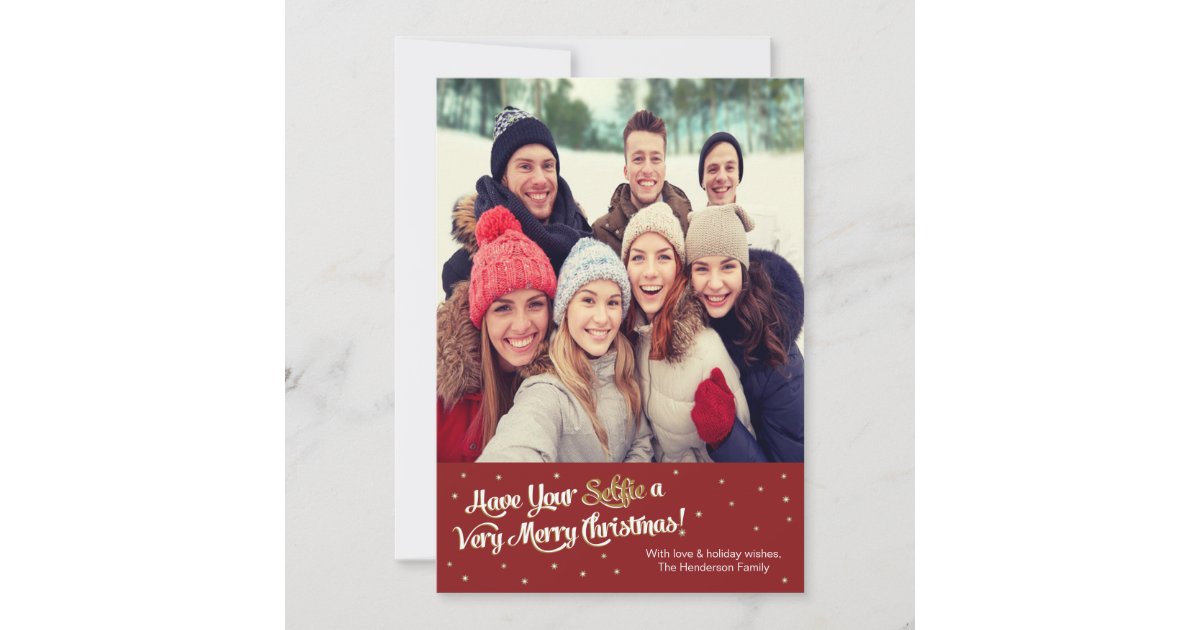 Have Your Selfie Very Merry Christmas Card Red | Zazzle