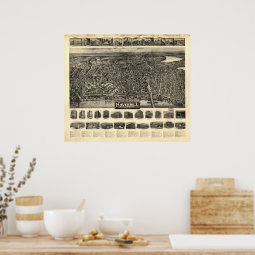 Haverhill Mass. 1914 Antique Panoramic Map Poster | Zazzle