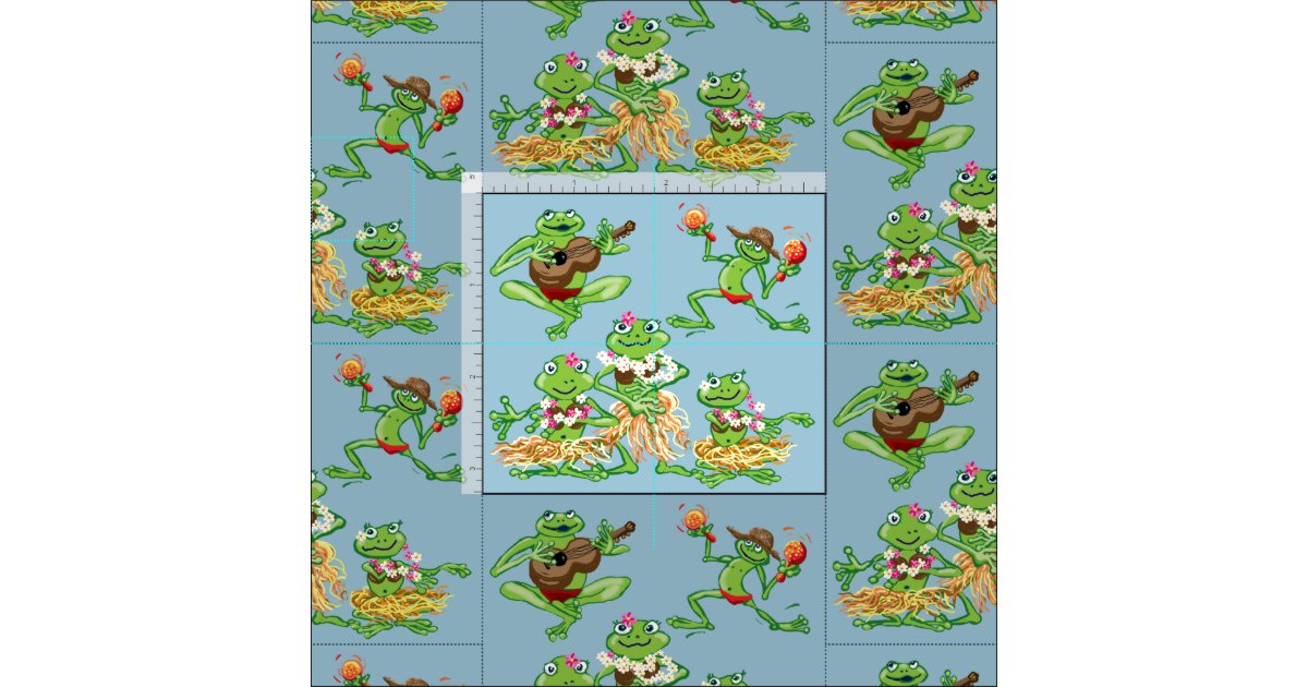 Hawaian frogs Hula girls Fabric | Zazzle