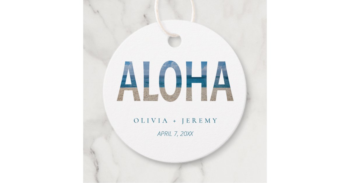 Hawaii Beach Photo Aloha Destination Wedding Favor Tags | Zazzle
