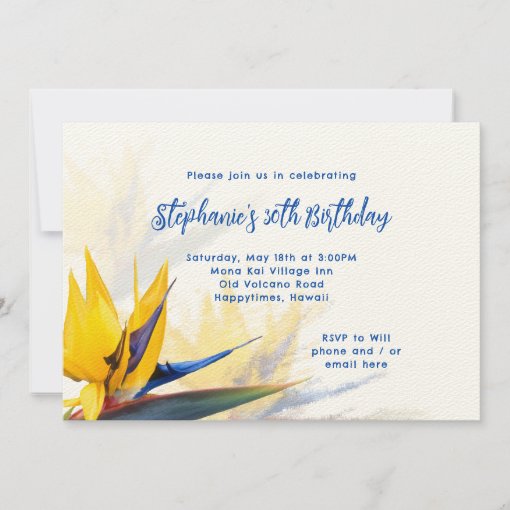 Hawaii Bird-of-Paradise Birthday Party Invitation | Zazzle