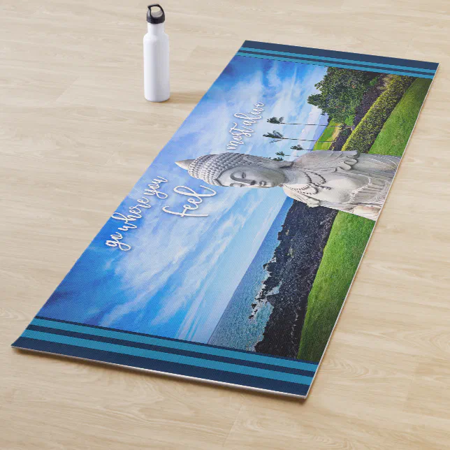 Hawaii Buddha Photo Inspirational Quote Tropical Yoga Mat | Zazzle