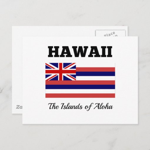 Hawaii, Flag and Motto Postcard | Zazzle