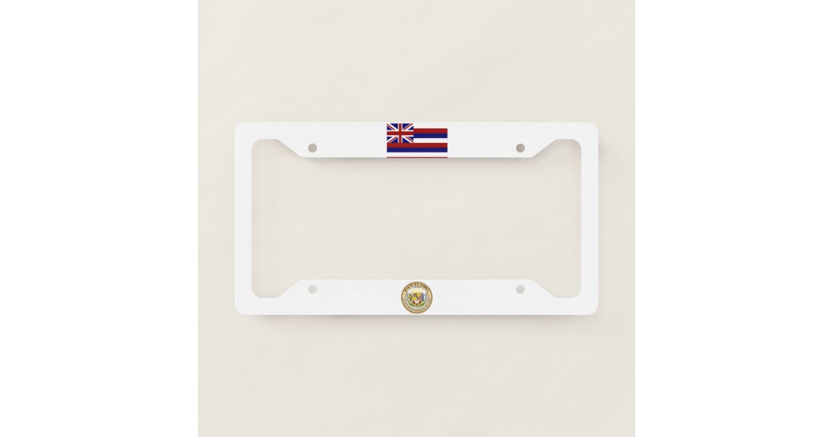 Hawaii flag-seal license plate frame | Zazzle