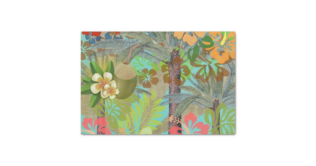 Hawaii Flower Hula Vintage Floral Graphic Tissue Paper | Zazzle