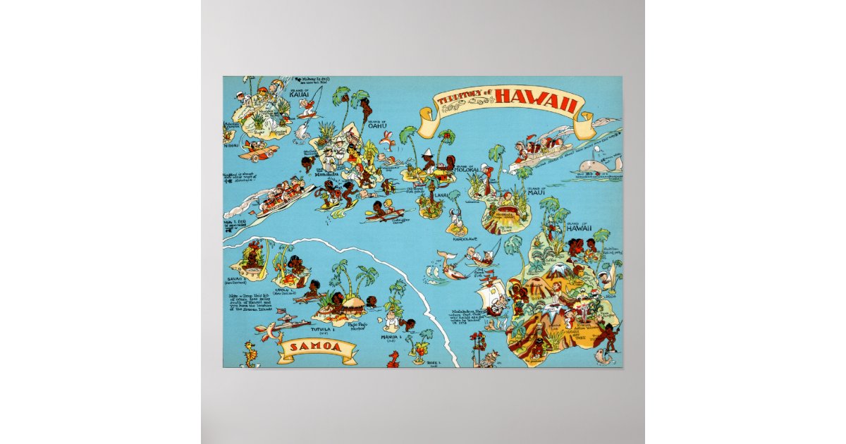 Hawaii Funny Map Poster | Zazzle