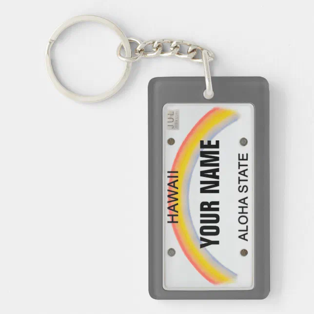 Hawaii License Plate (customizable) Keychain | Zazzle