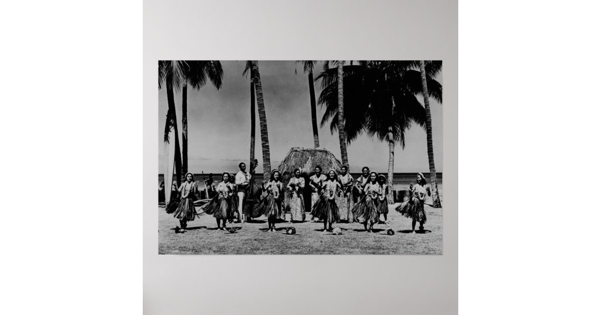 Hawaii - Line of Hula Girls Dancing Poster | Zazzle