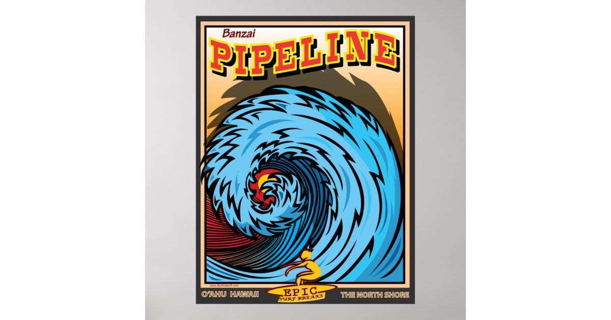 HAWAII NORTH SHORE SURFING POSTER | Zazzle