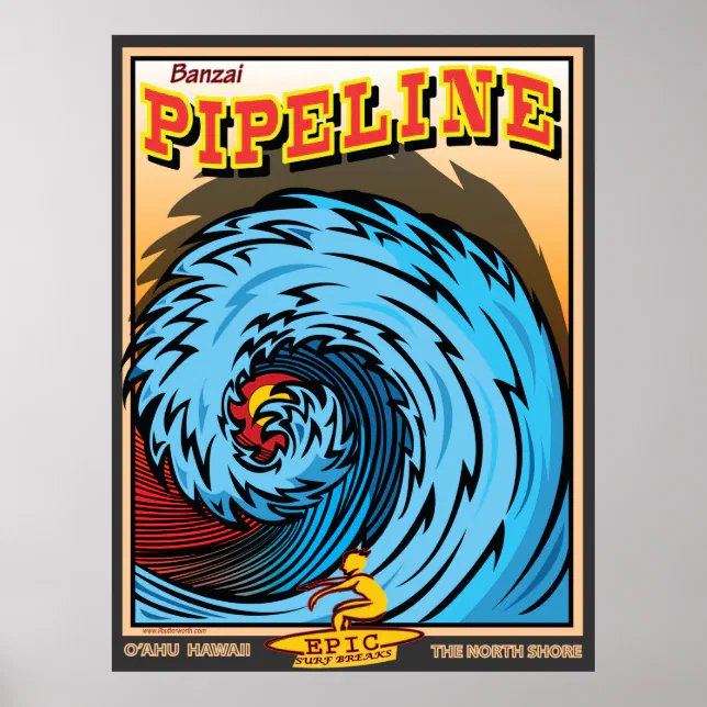 HAWAII NORTH SHORE SURFING POSTER | Zazzle