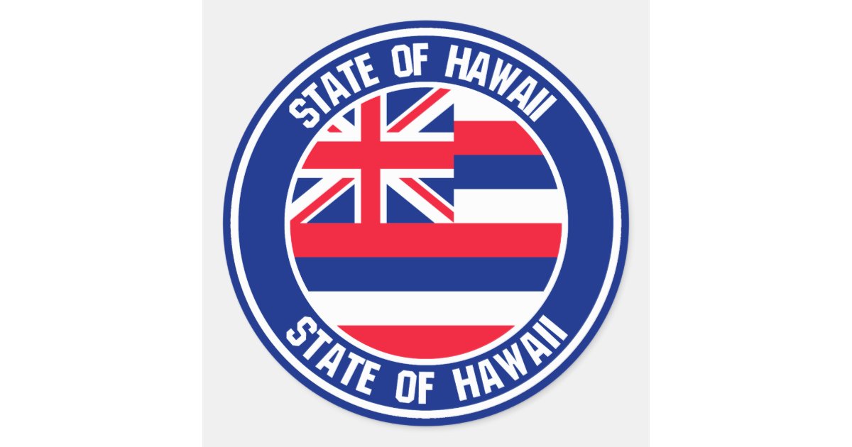 Hawaii Round Emblem Classic Round Sticker | Zazzle