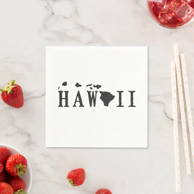 Hawaii Shaped Letter Hawaiian Word Art Paper Party Napkins | Zazzle