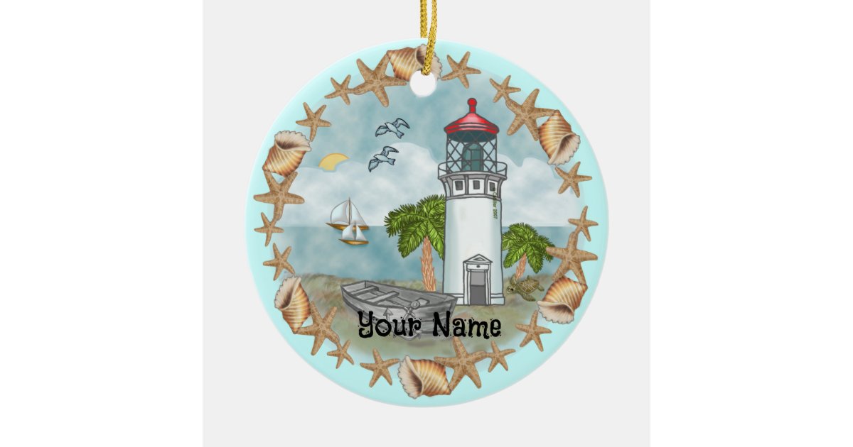Hawaii Shells Lighthouse Ornament | Zazzle