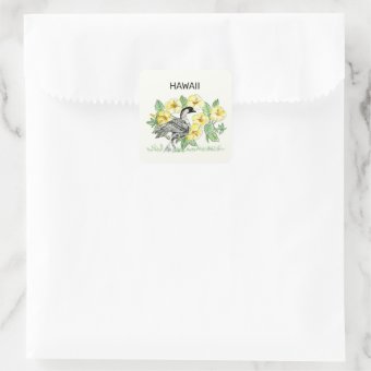 Hawaii State Bird and Flower Square Sticker | Zazzle