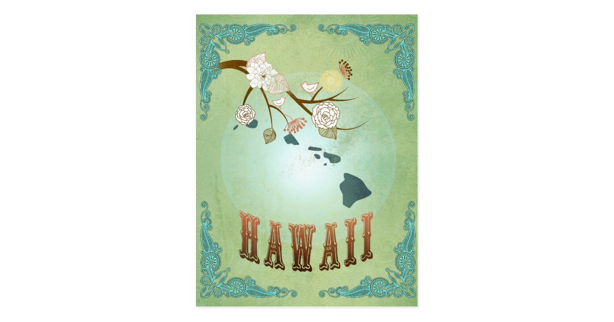 Hawaii State Map – Green Postcard | Zazzle.com