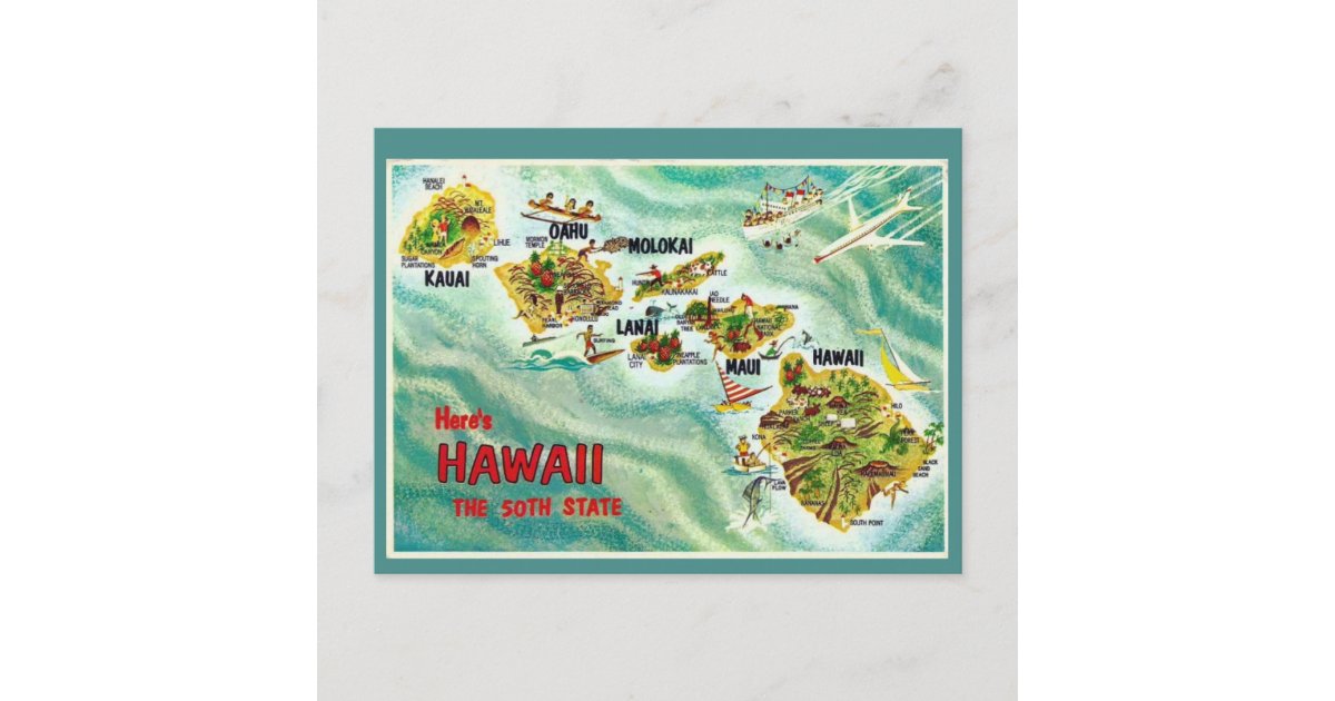Hawaii State Map Postcard | Zazzle