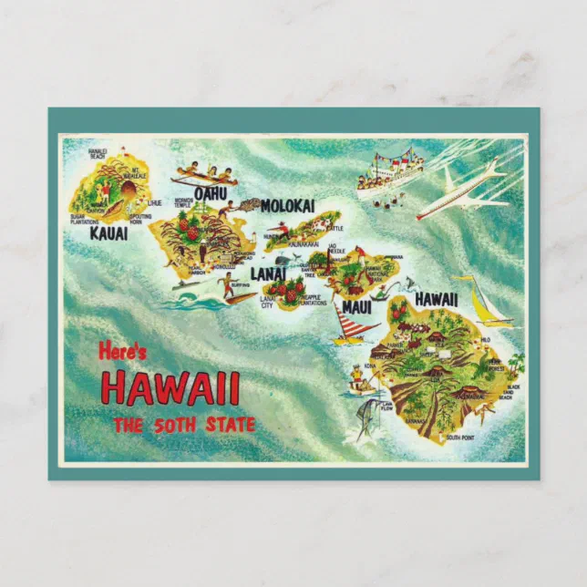Hawaii State Map Postcard | Zazzle