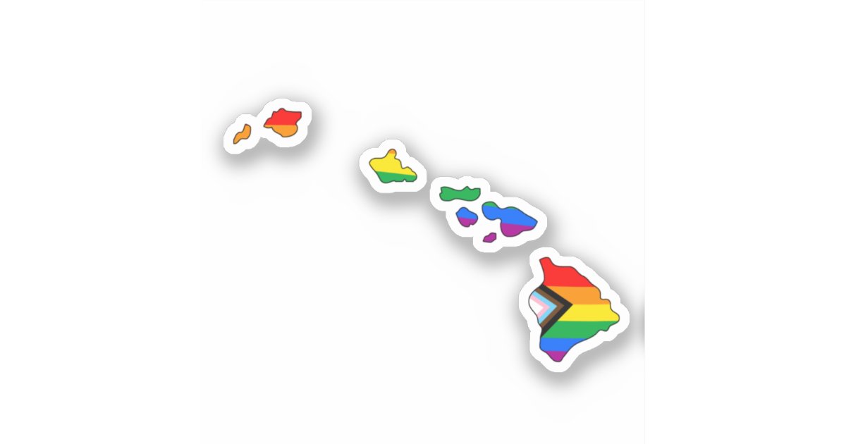 Hawaii State Pride LGBTQ Progress Pride Sticker | Zazzle