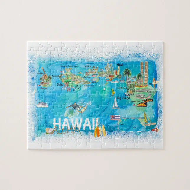 Hawaii Travel map Jigsaw Puzzle | Zazzle