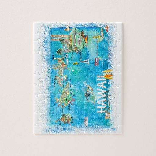Hawaii Travel map Jigsaw Puzzle | Zazzle