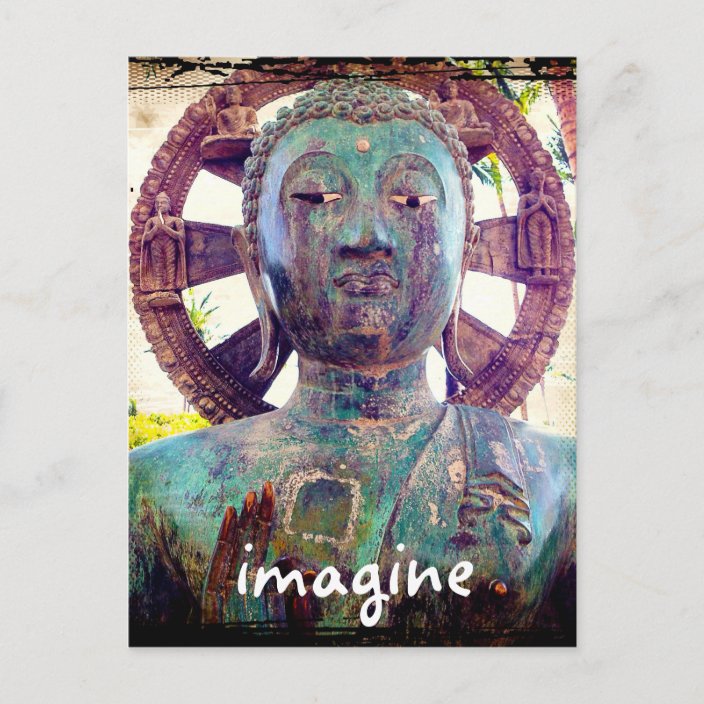 Hawaii Tropical Antique Buddha Imagine Script Postcard | Zazzle.com