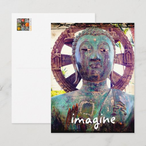 Hawaii Tropical Antique Buddha Imagine Script Postcard | Zazzle