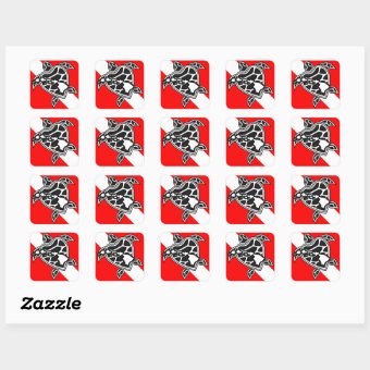 Hawaii Turtle Dive Flag Square Sticker | Zazzle