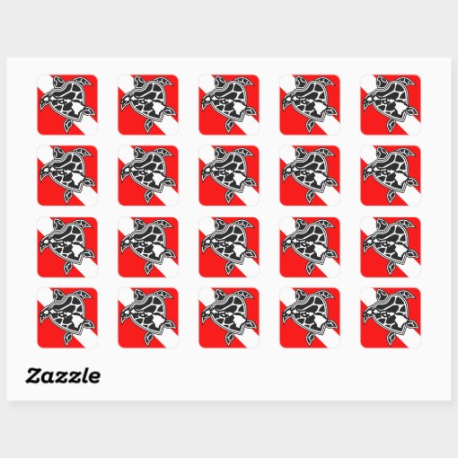 Hawaii Turtle Dive Flag Square Sticker | Zazzle