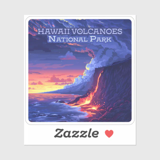 Hawaii Volcanoes National Park Big Island Retro Sticker | Zazzle