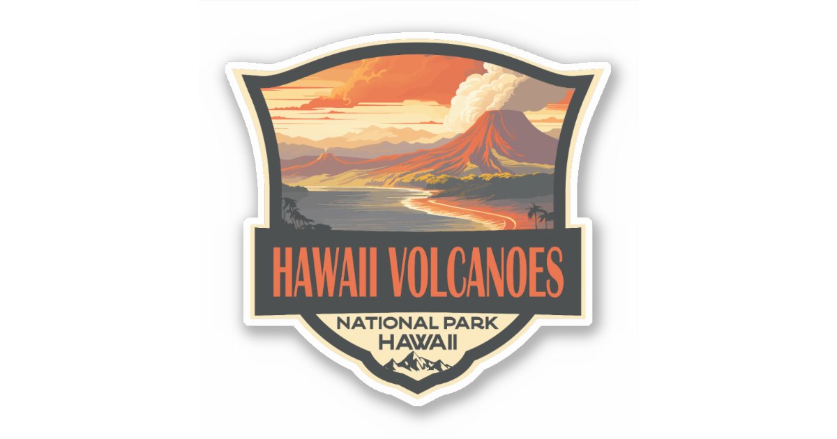 Hawaii Volcanoes National Park Illustration Travel Sticker | Zazzle