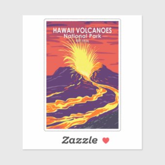 Hawaii Volcanoes National Park Retro Sticker | Zazzle