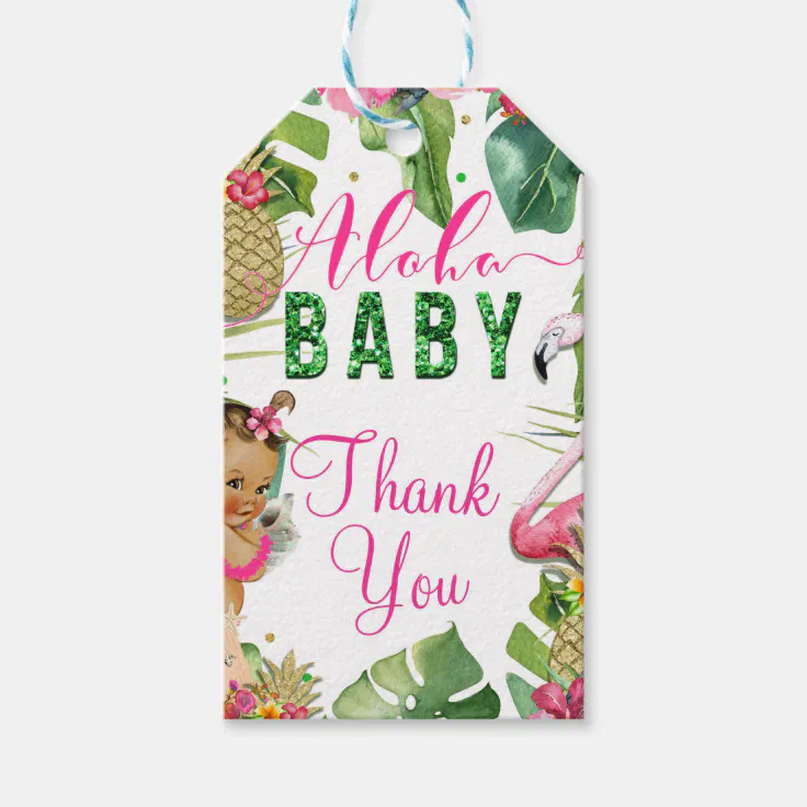 Hawaiian Aloha Tropical Baby Girl Vintage Favor Gift Tags | Zazzle