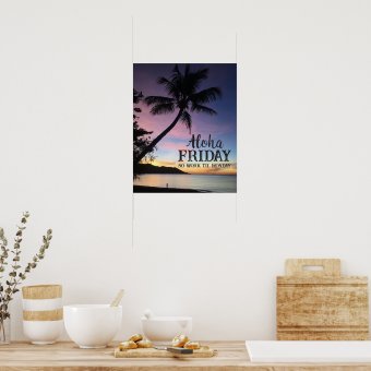 Hawaiian Beach Bar Aloha Friday Tropical Sunset Poster | Zazzle