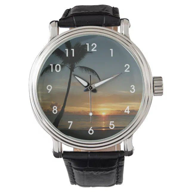Hawaiian Beach Sunset Wrist Watch | Zazzle